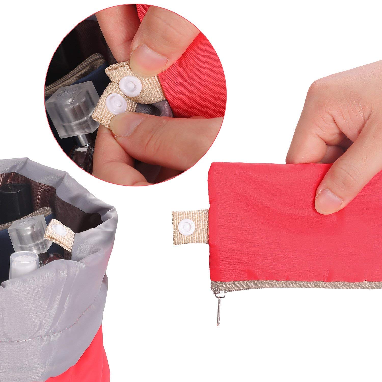 INVODA 4PCS Cosmetic Bag 4 Pieces Barrel Shaped Travel Makeup Bags Large Capacity Soft Waterproof Portable Drawstring Cosmetic Bag Multifunctional Bucket Toiletry Bag (Green+Pink+Blue+Red)