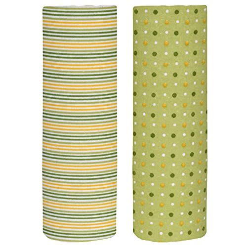 Cuddles & Cribs Baby Receiving Blankets – 100% Cotton Flannel Receiving Blankets - Yellow Stripe & Spots - Pack of 2-30 x 30 Inch