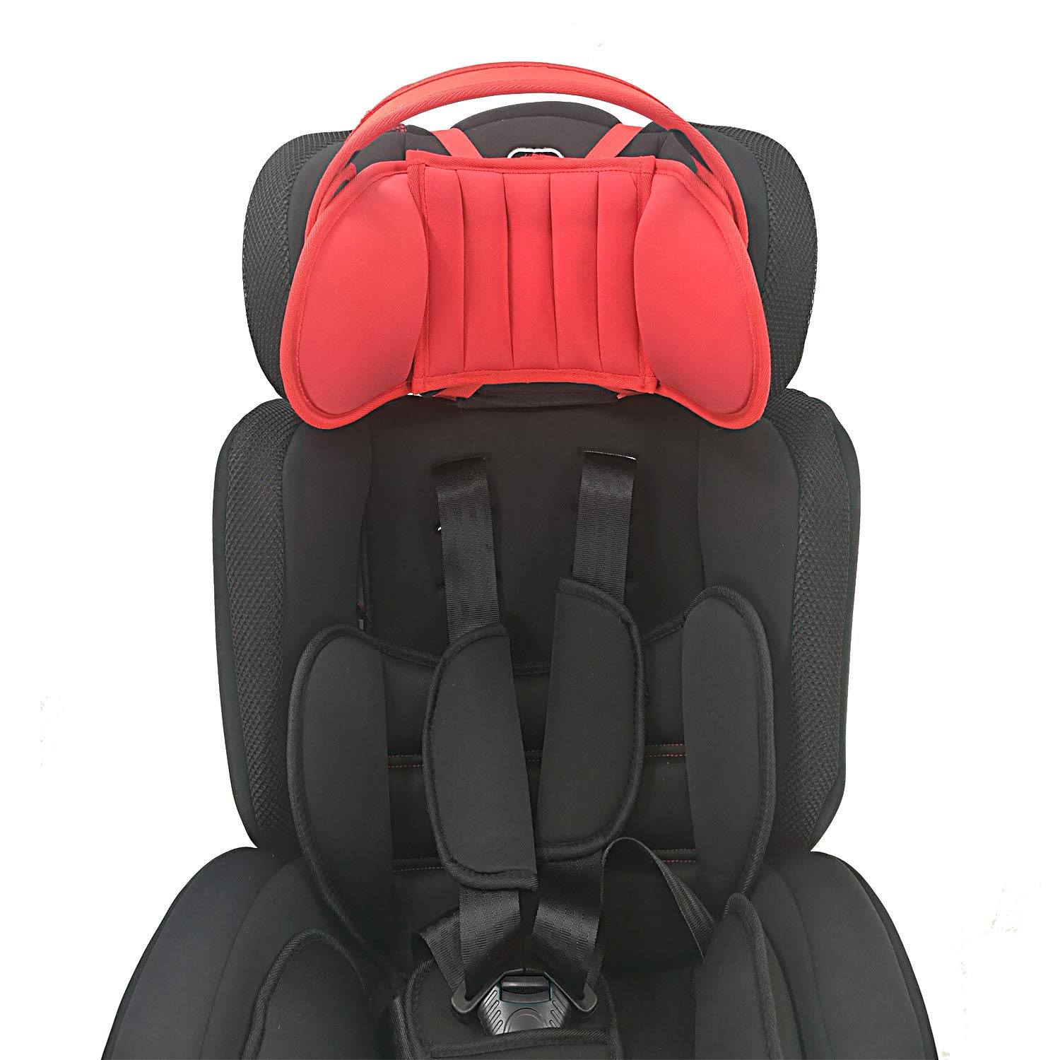 Adjustable Child Car Seat Head Support, Universal Suitable for Both Children and Adults, Head Protect Pad on Child Car Seat, Safety Car Sleeping Headrest for Child, Infants, Toddlers and Adults (Red)