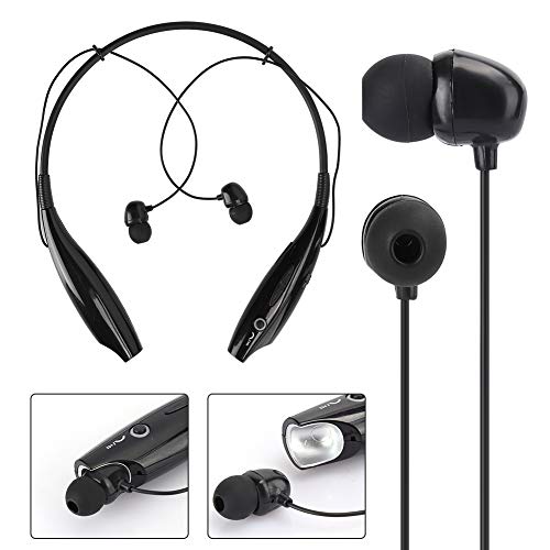 070 Bluetooth Earphones Portable Wireles Neckband Bluetooth Earphones Wireless Retractable Portable Stereo Sound Noise Reduction Sports Headsets(Black)