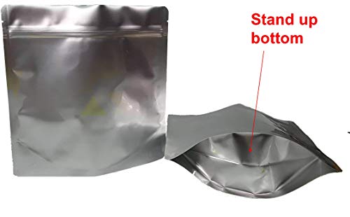 (50pcs) MRE (Meal,Ready-to-Eat) Stand-up Mylar Bag with Re-sealable zipper for Long Term Food Storage, 8.5”x8.5” / (Strong 7 mil/180 micron Thick)