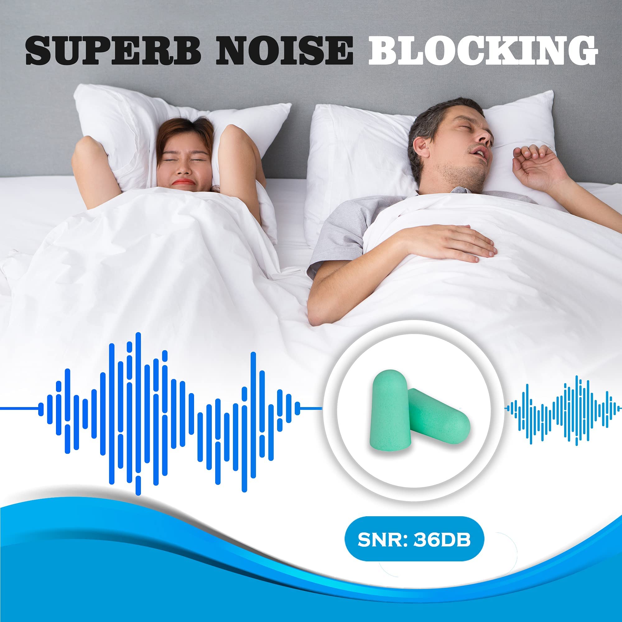 (100 Pair) Ear Plugs for Sleeping Noise Cancelling Ear Plugs for Noise Reduction Ultra Soft Foam Earplugs Sound Blocking Sleeping Snoring, Concerts, Airplanes, Travel, Work Loud Noise 35dB Highest NRR