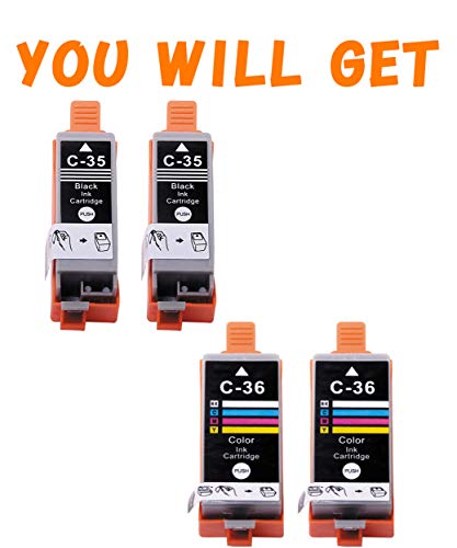 (6-Pack, 3 x Black + 3 x Tri Color) Compatible PGI 35 CLI 36 PGI35 CLI36 Ink Cartridge Used wtih Canon PIXMA iP100 iP110 Series Printer, by EasyPrint