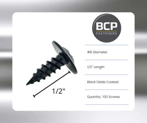 (100 Qty) #8 x 1/2" Black Phillips Modified Truss Head Wood Screws Self Tapping (BCP1077) - BCP Fasteners