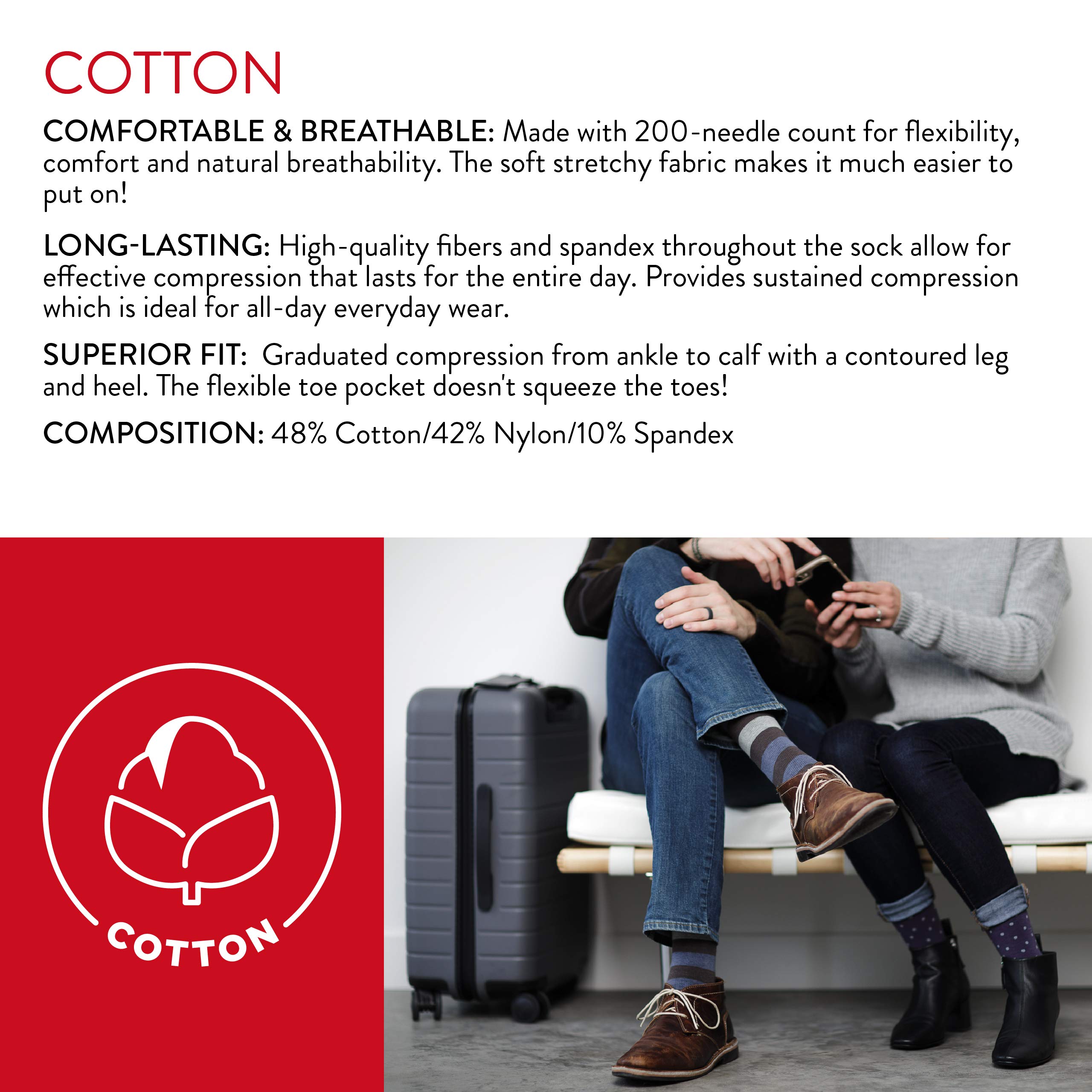 VIM & VIGR Cotton 20-30 mmHg Medical Grade Compression Socks (Navy Heathered, Small/Medium (1))
