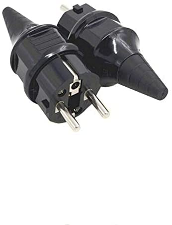 (2 Pack) Tekit Schuko France Germany EU ø4.8mm Pin DIY Rewireable Power Plug 250V 16A,Quality European Rewireable Two Round Plug CCE 7/7 Standard Plug(Coated Black)