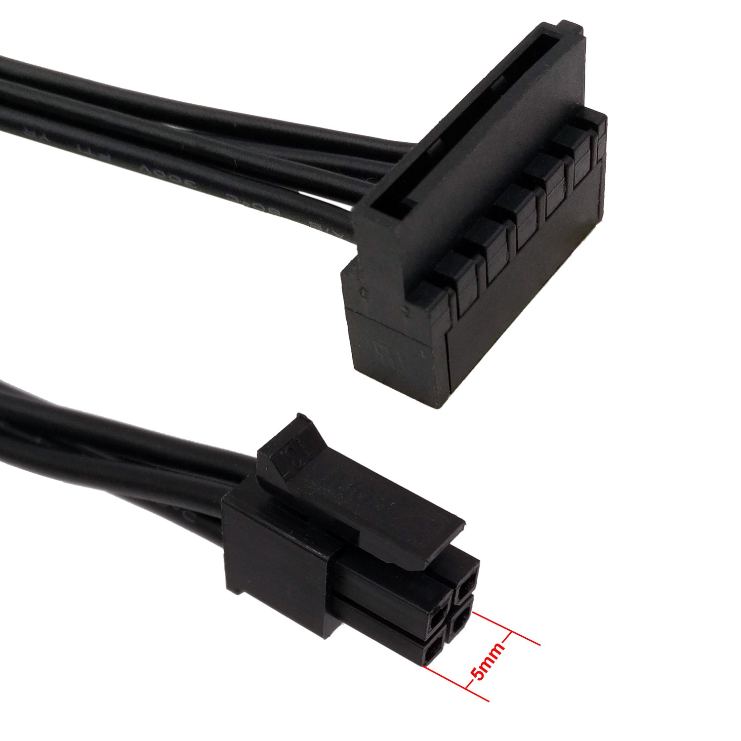 (2-Pack) COMeap SATA Power Cable for Lenovo Motherboard, ATX Mini 4 Pin to 2X Right-Angle SATA Hard Drive HDD Adapter 18-inch(46cm)