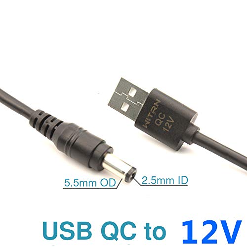 (2-Pack) JacobsParts 12V USB Type-A QC 2.0/3.0 Trigger Power Cable DC 5.5 x 2.5mm Barrel Connector