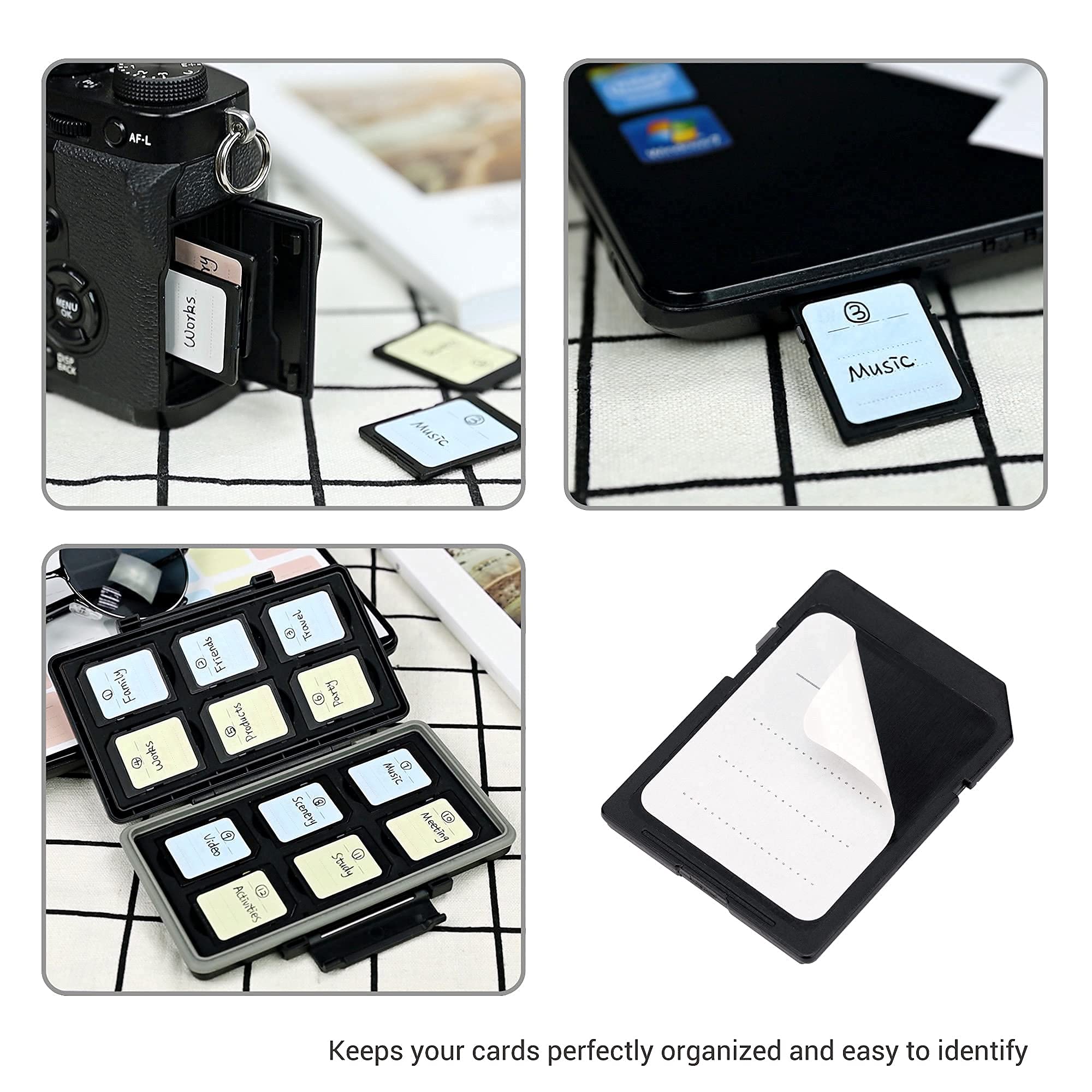 (120 Count) Multi-use Label Printable Stick-On Camera Memory Card Labels SD SDHC SDXC XQD CF CFexpress Type-B Card USB Flash Drive Removable Stickers Cards Mark Paper Labeler