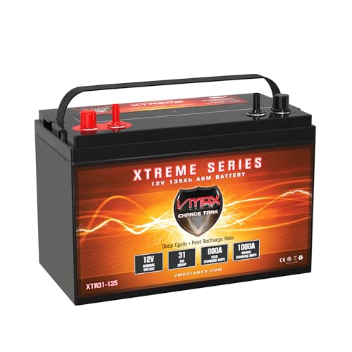 (2) XTR31-135 24 Volt Trolling Motor Batteries 135 Amp Hours VMAX Group 31 12V AGM Deep Cycle Maintenance-Free Sealed Marine 12 Volt 135Ah Battery for 24V Trolling Motors