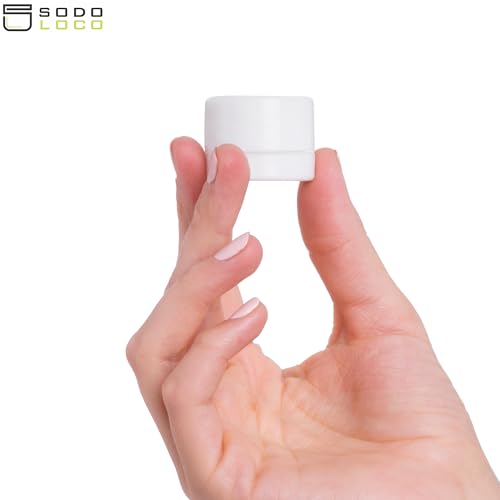 (200 Pack) 5ml Thick White Glass Jars with White Child Resistant Lids - UV Resistant - Storage for Oil, Lip Balm, Wax, Cosmetics - Mini Child Proof Container