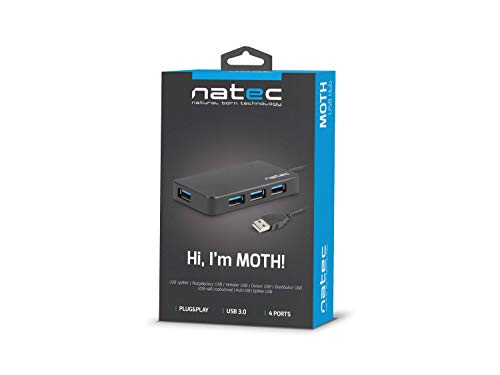 Natec HUB USB 3.0 Moth 4-Ports, Black