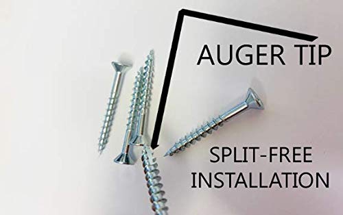 (1,000 Screws) #8 1-1/2" Screws 8x1-1/2 inch 38mm Woodworking Screws #2 Philips Phillips Flat Head Wood Screws Auger Point Deep Thread Countersinking Nibs Zinc Plated PBS T17 Cabinets + Interior