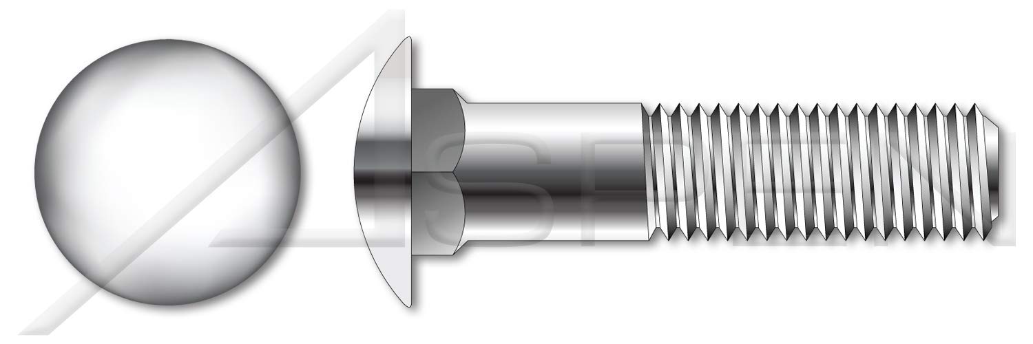 (25 pcs) M16-2.0 X 200mm, DIN 603 / ISO 8677, Metric, Carriage Bolts, Round Head, Square Neck, A4 Stainless Steel