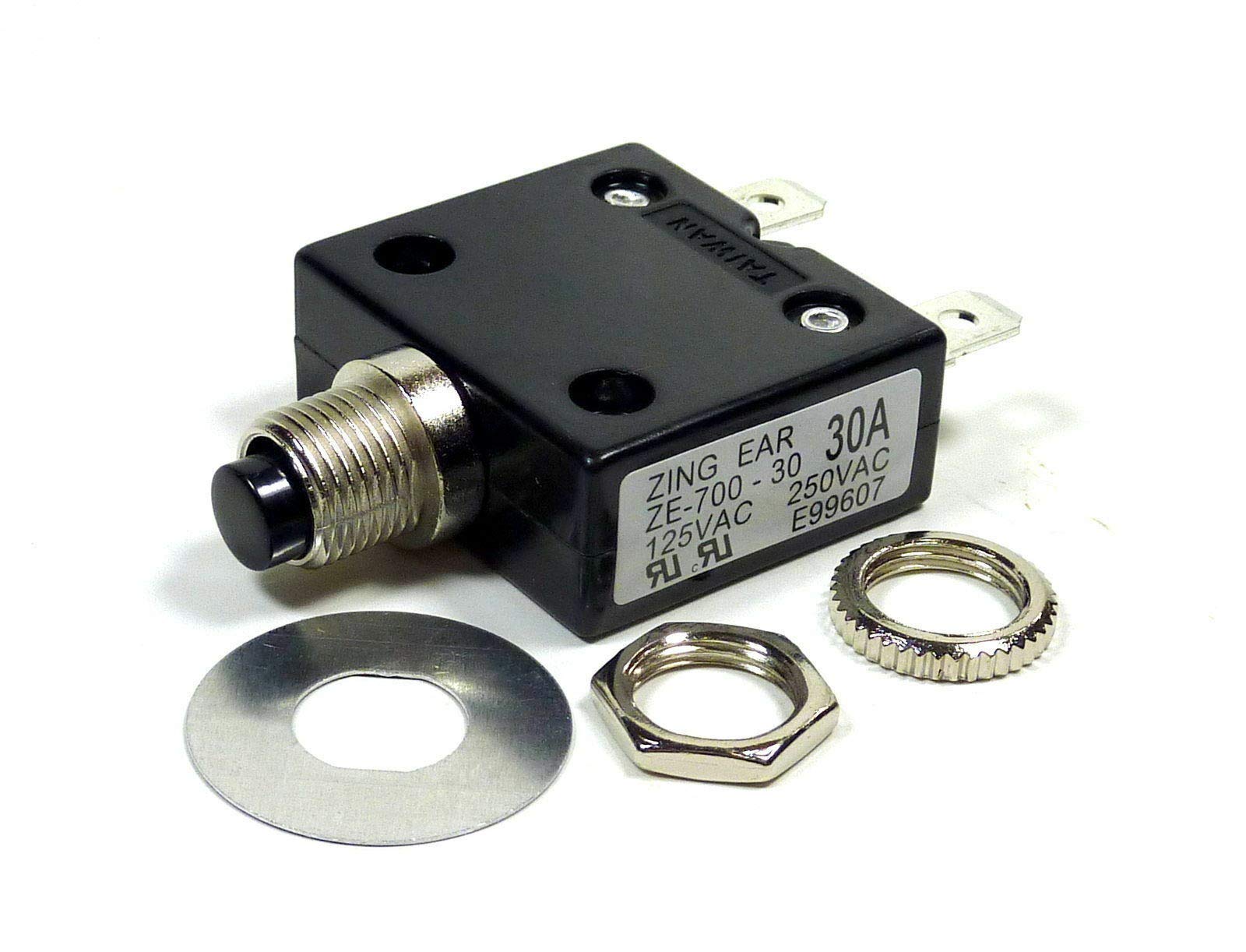 (2-Pack) Philmore B7030 30 Amp Push Button Circuit Breaker 32V DC or 250V AC