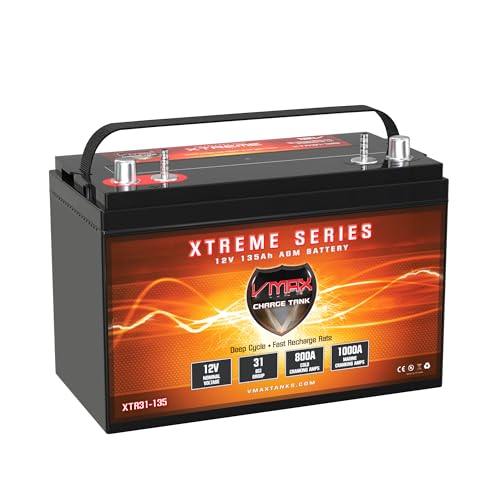 (2) XTR31-135 24 Volt Trolling Motor Batteries 135 Amp Hours VMAX Group 31 12V AGM Deep Cycle Maintenance-Free Sealed Marine 12 Volt 135Ah Battery for 24V Trolling Motors