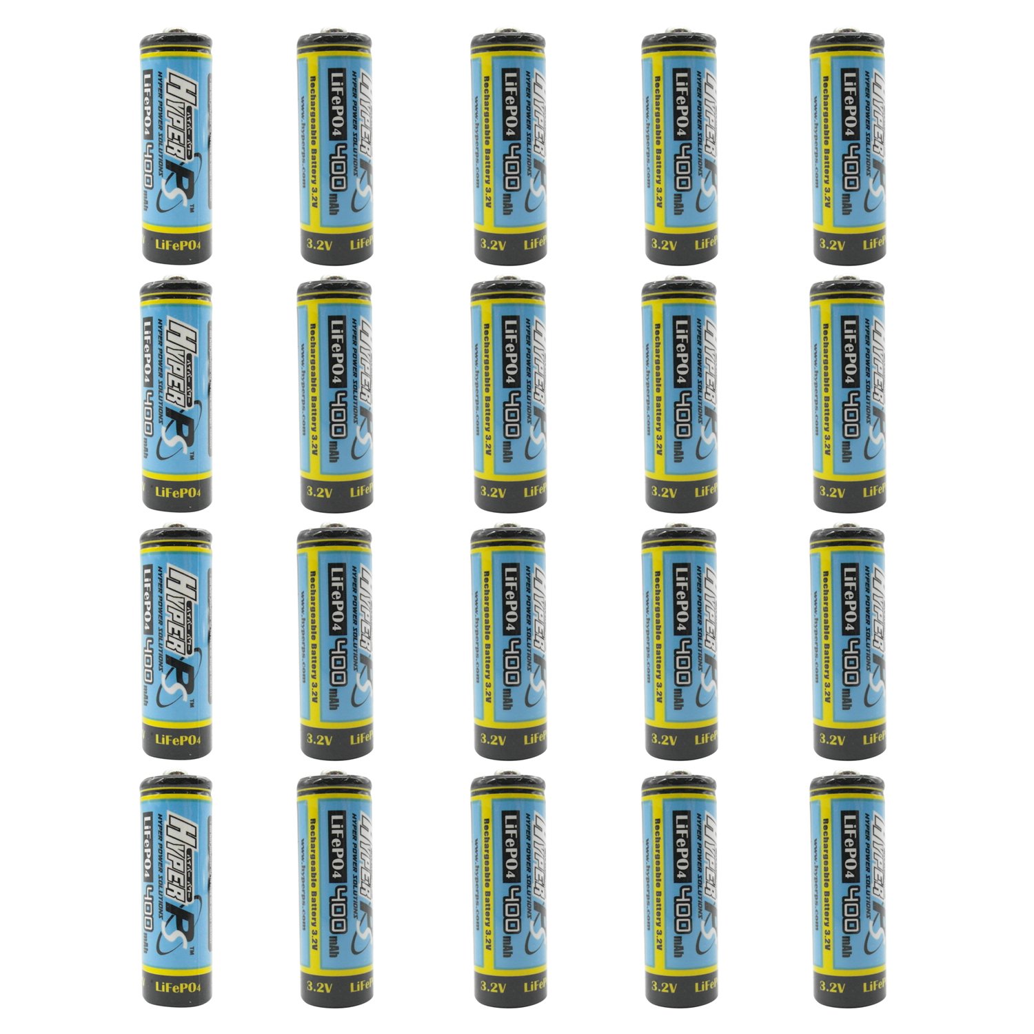 (20-Pack) HyperPS 3.2V LiFePo4 14430 (14 x 43mm) 400mAh Rechargeable Battery for Solar Panel Light, Tooth Brush, Shaver, Flashlight