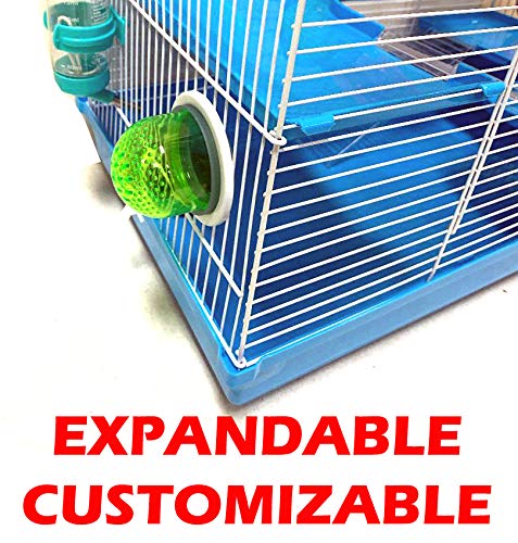 3-Floors Syrian Hamster Home House Rodent Gerbil Mouse Mice Rat Habitat Cage (24" L x 12.5W x 16" H, Blue)