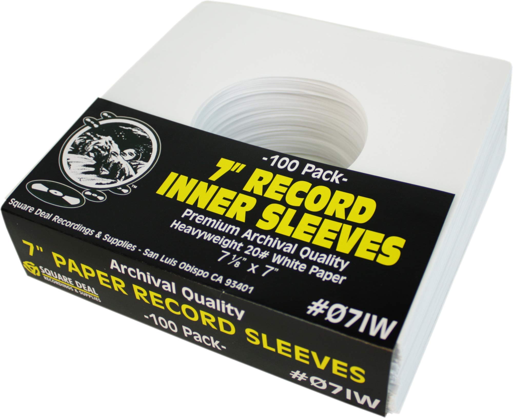 (200) Archival Quality Acid-Free Heavyweight Paper Inner Sleeves for 7" Vinyl Records #07IW