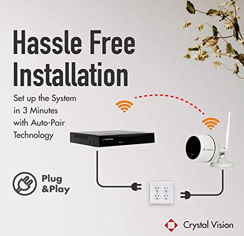 (2024 Upgraded Ver.) [8CH] Crystal Vision CVT808A-61C 1080P Full HD Wireless Surveillance System, 6 x 3MP Floodlight 2 Way Audio Siren Cameras