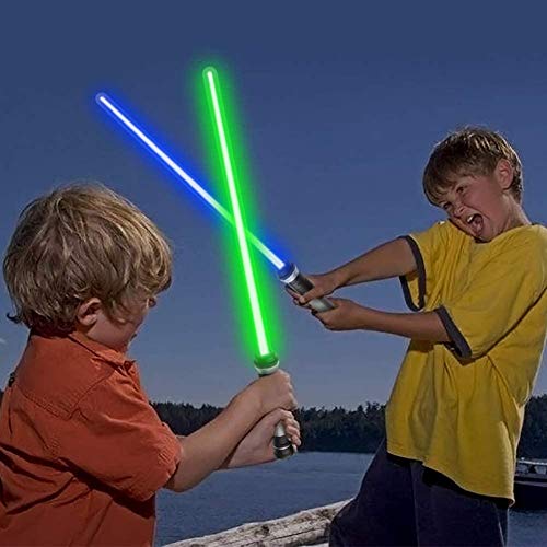 Beyondtrade 2-in-1 Lightsabers for Kids Anti-Breaking LED Light up Sword FX Dual Saber with Sound (Motion Sensitive) for Galaxy War Fighters Halloween Costume Accessories Xmas Presents
