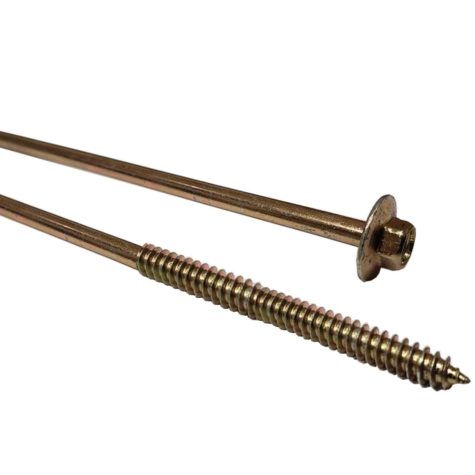 (25) 8" - Zinc Coated Rust Resistant Timber Tie - Heavy Duty 1/4" - Hex Head Structural Screw - 5/8" Wide Flange Head with coarse Thread for Secure Hold - Heavy Duty 3/16" Shank for Extra Strength