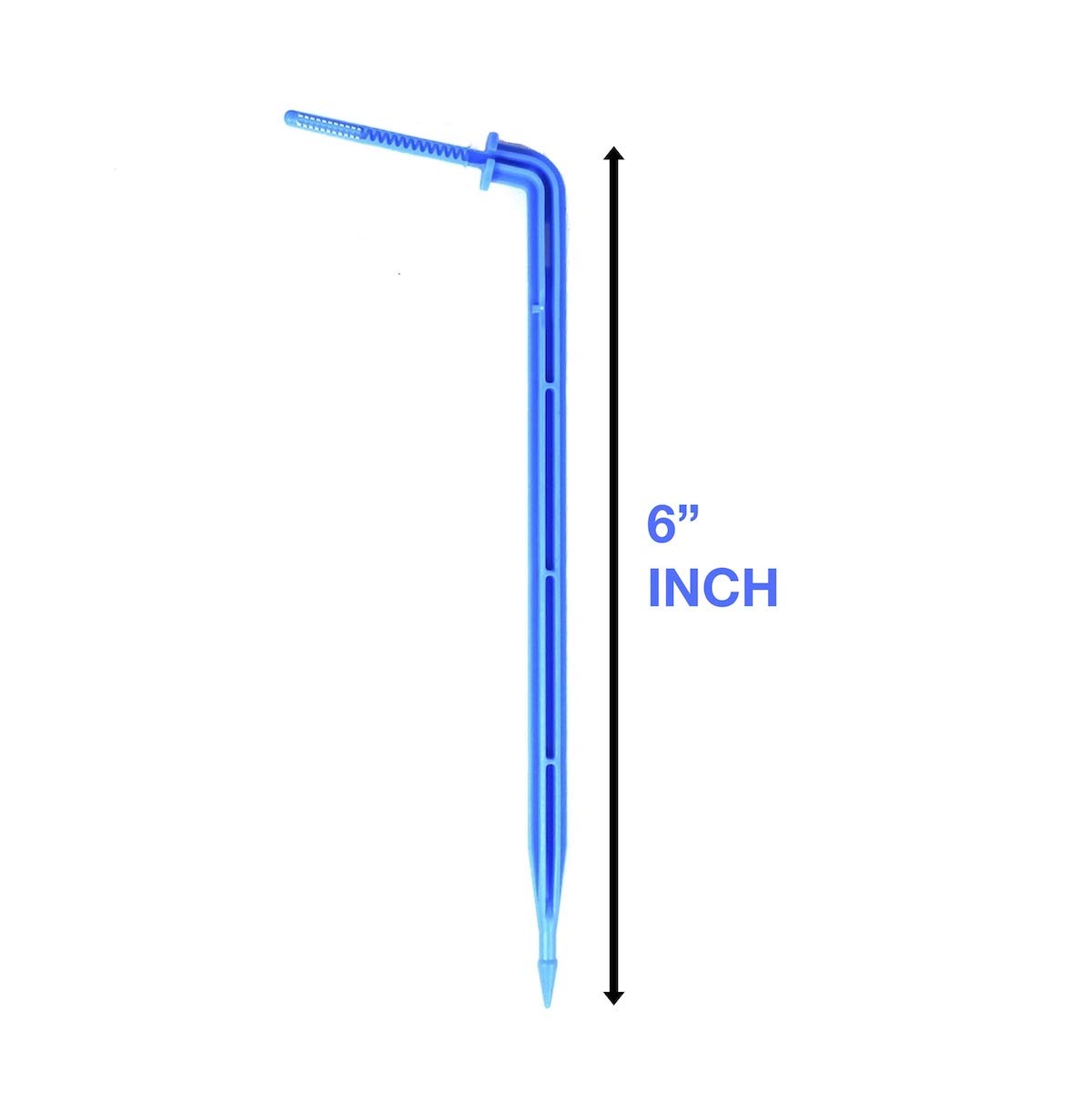 (100-PACK) - 6" Inch .5 GPH - Angled Drip Emitter Stake for Precise Watering & Irrigation, Greenhouse, Container Gardening, Home Garden, and Hydroponics Growing - for 1/8" Tubing (6" Inch Drip Stake)