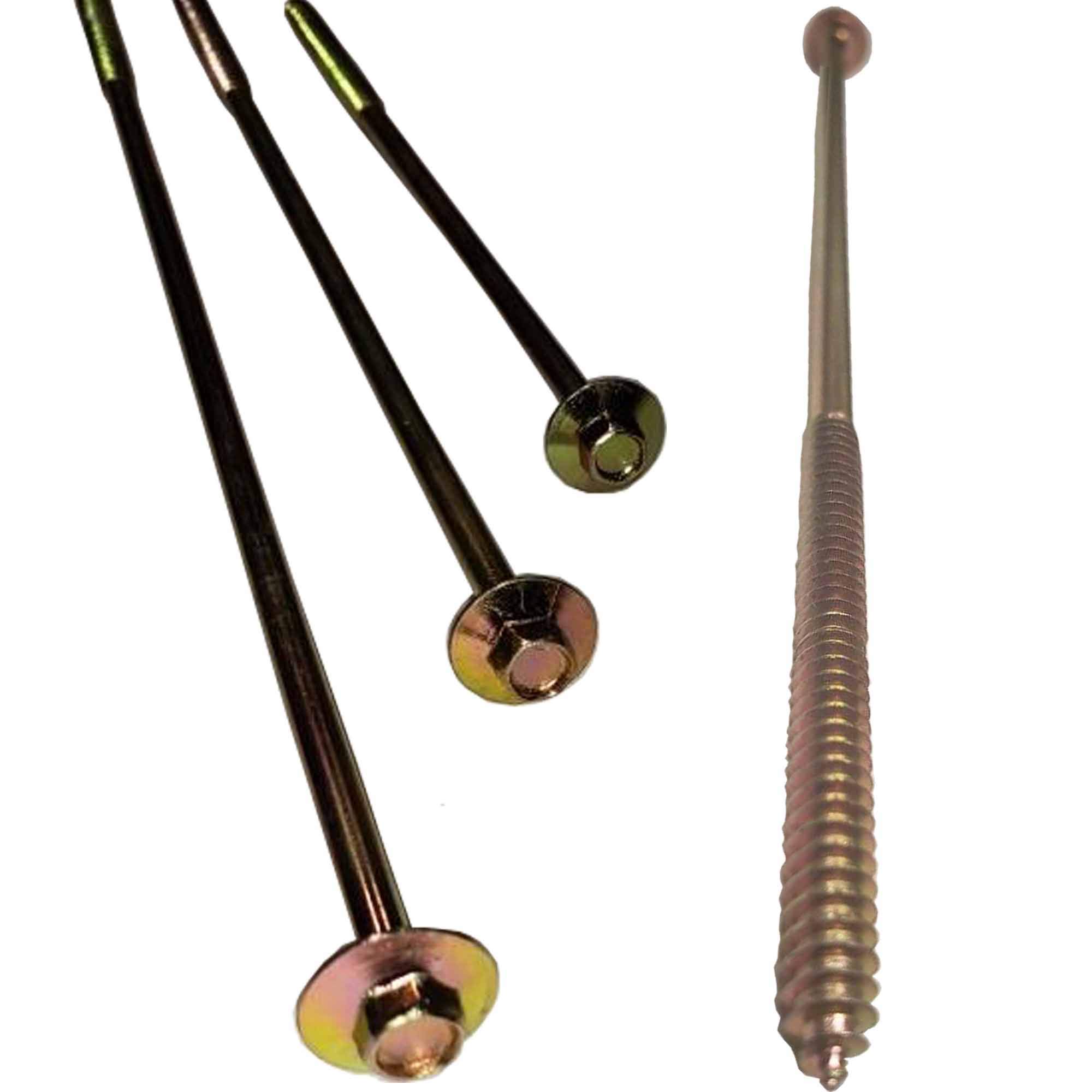(25) 8" - Zinc Coated Rust Resistant Timber Tie - Heavy Duty 1/4" - Hex Head Structural Screw - 5/8" Wide Flange Head with coarse Thread for Secure Hold - Heavy Duty 3/16" Shank for Extra Strength