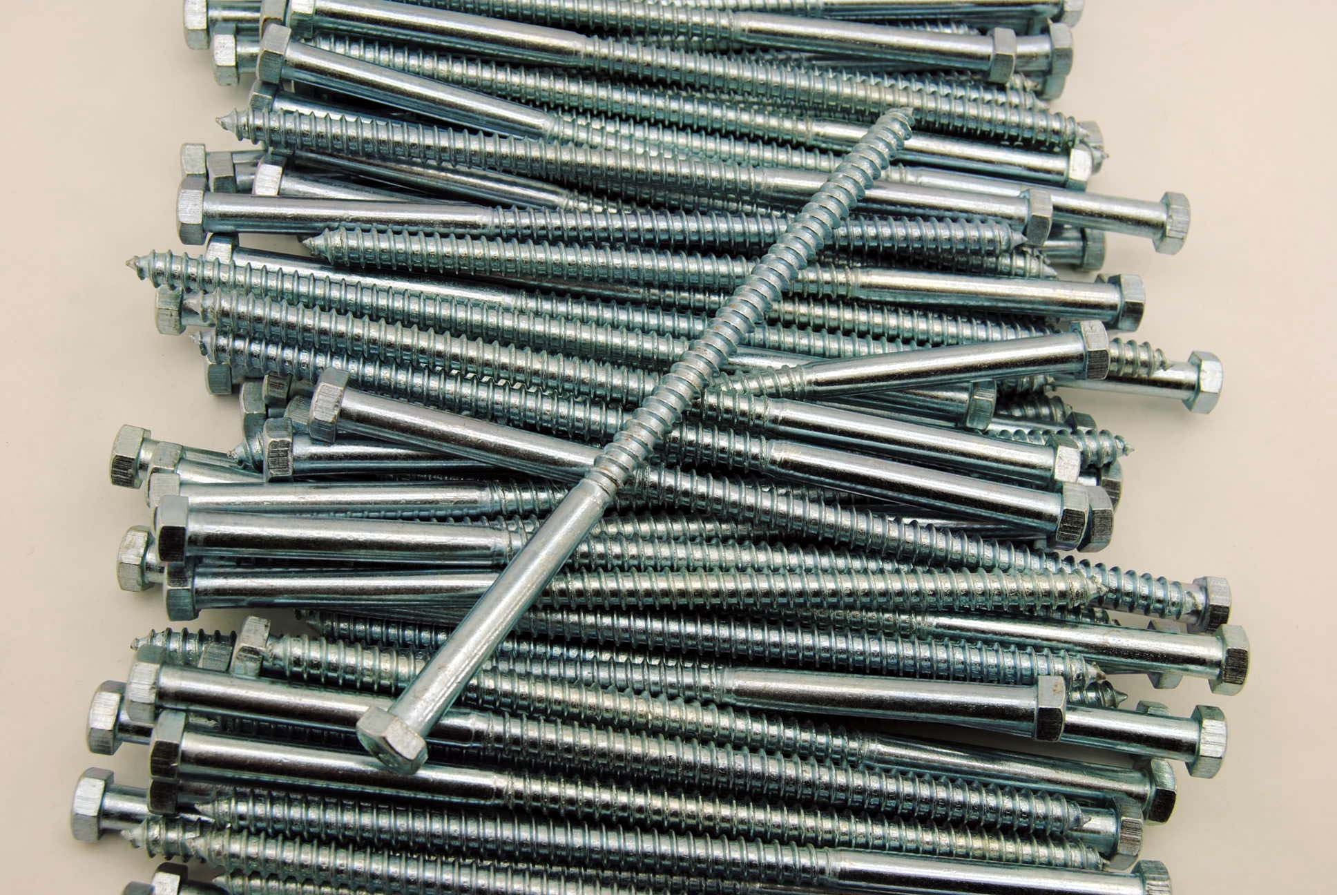 (25) Hex Head 3/8 x 8 Lag Bolts Zinc Plate Wood Screws
