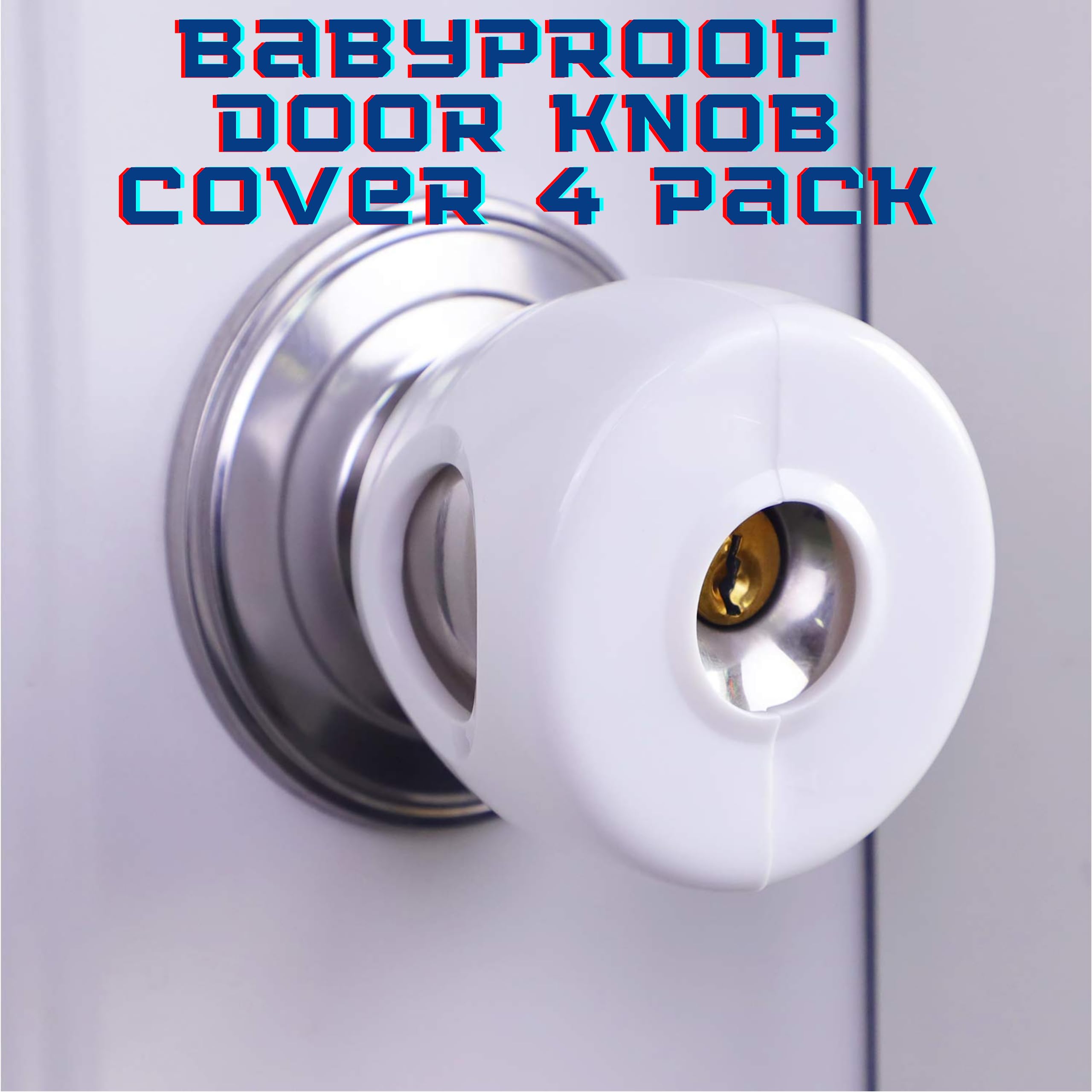 (4 Pack) KinderGard Baby Safety Door Knob Covers to Child Proof Doors Easy Installation,Toddler,Child,Accident, Lock, Universal,Cover,Protection, Babyproofing, Works with All Knobs up to 2 ¼ inches