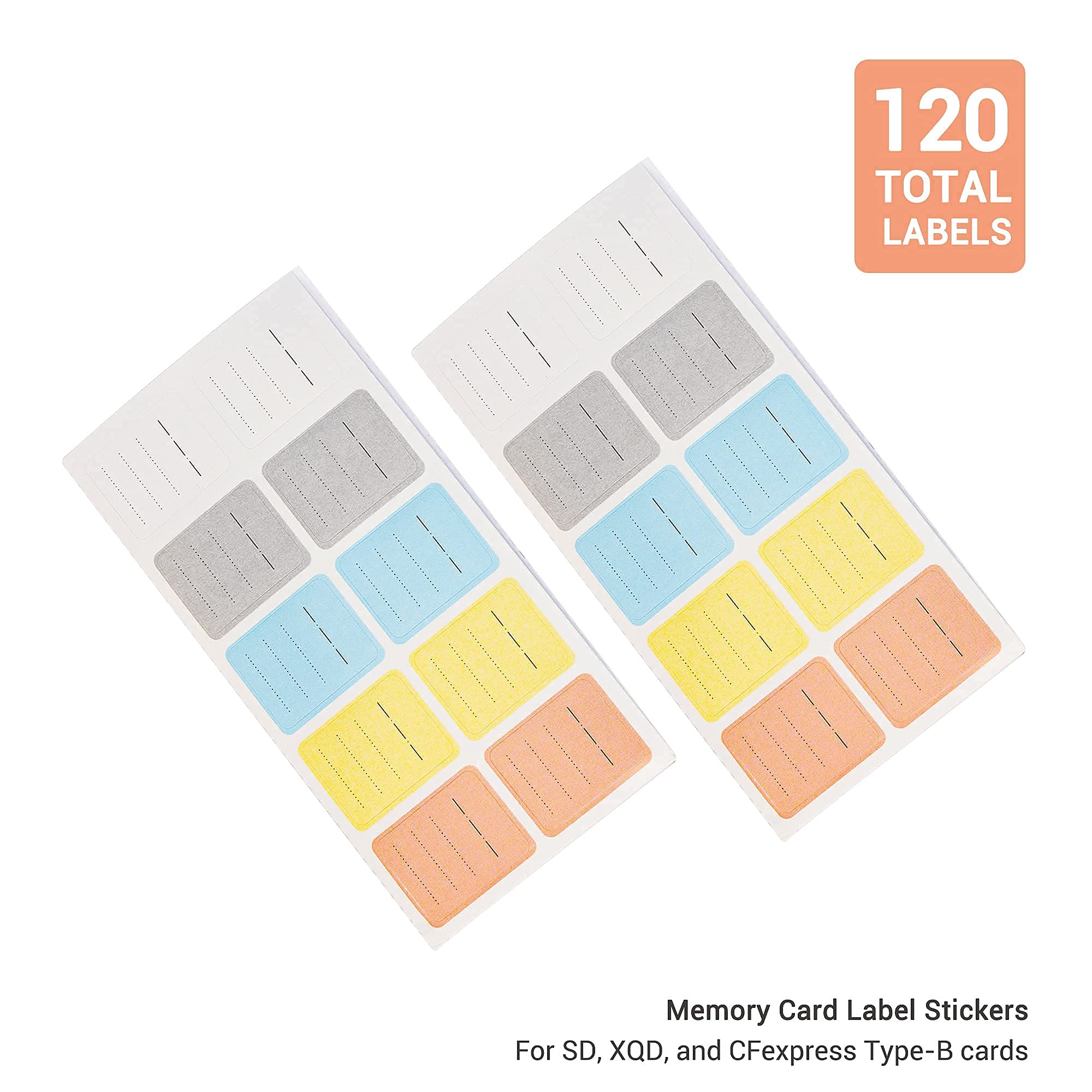 (120 Count) Multi-use Label Printable Stick-On Camera Memory Card Labels SD SDHC SDXC XQD CF CFexpress Type-B Card USB Flash Drive Removable Stickers Cards Mark Paper Labeler