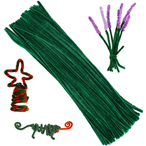 100 Pieces Pipe Cleaners Chenille Stem, Solid Color Pipe Cleaners Set for Pipe Cleaners DIY Arts Crafts Decorations, Chenille Stems Pipe Cleaners (Green)