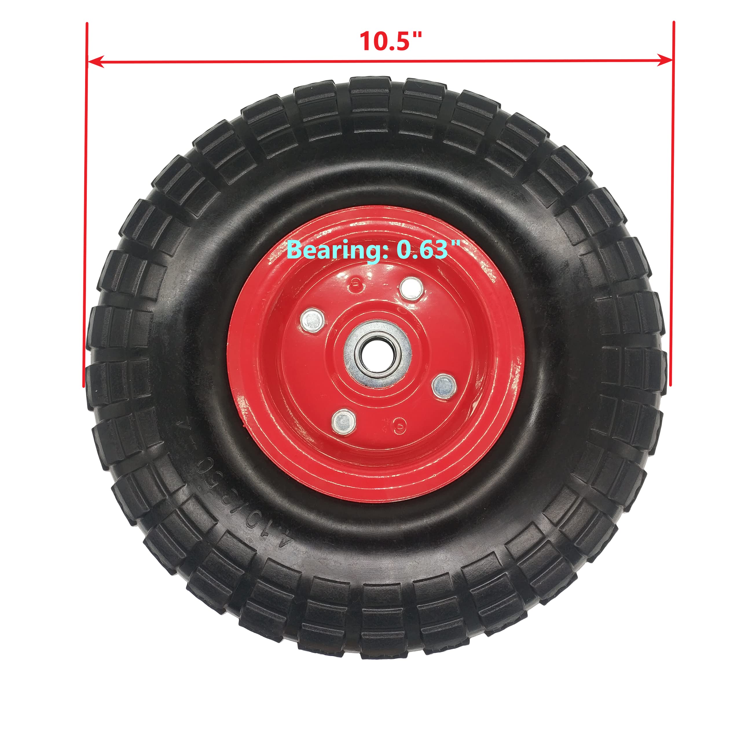(2 Pack) SEPC 10 inches Flat Free Solid 4.10/3.50-4 inches Tire on Wheel Solid Flat Free for Dolly Handtruck Cart hand truck wheel polyurethane foam tyre with steel rim