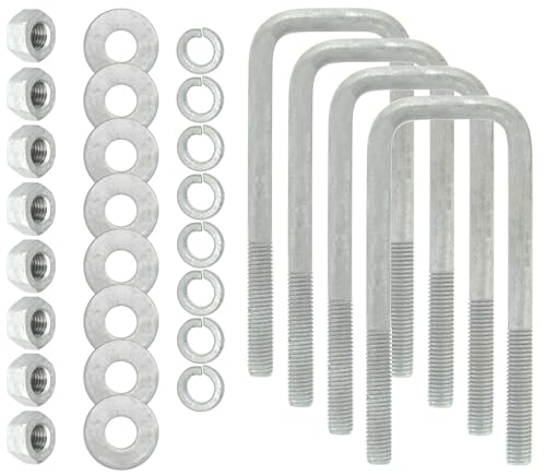 (4) HDG Hot Dipped Galvanized Square U-Bolt Boat Trailer U Bolt Ubolt 1/2" D x 2 1/16" W x 6 5/16" L