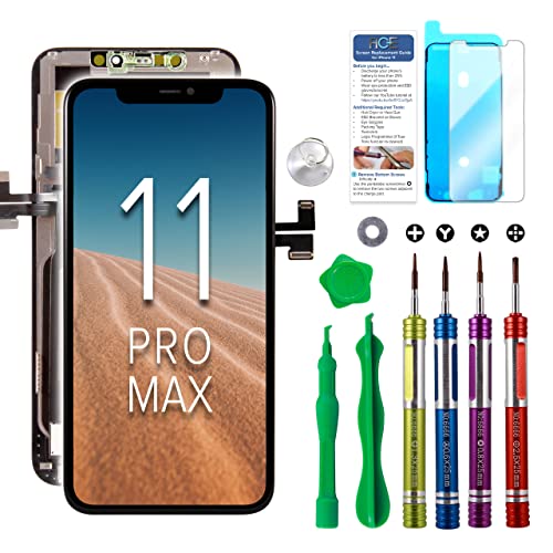 Ace Tech Cellular LCD Screen Replacement Compatible with iPhone 11 Pro Max 6.5 inch (Model A2161, A2220, A2218) 3D Touch Screen Display Digitizer Frame Assembly Repair Kit with Repair Tools