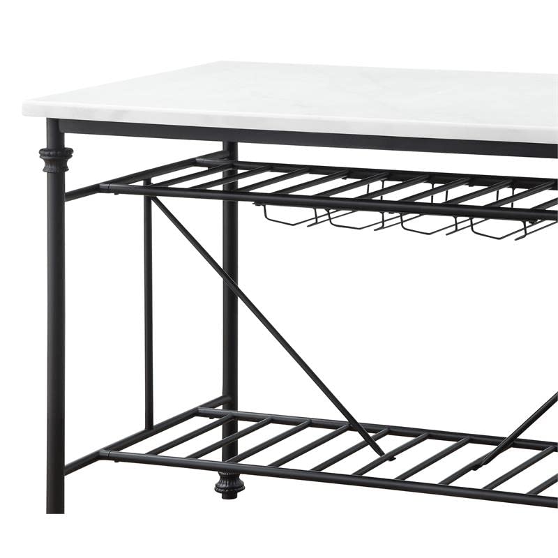 Acme Furniture Mera Kitchen Island, White Cultured Stone & Gray Finish