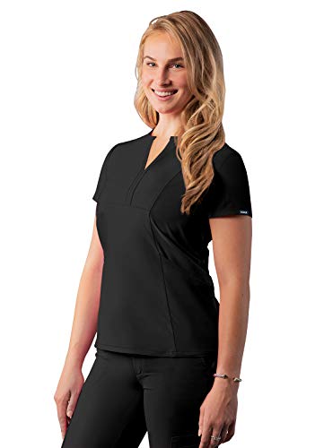 Adar Addition Scrubs for Women - Notched V-Neck Scrub Top - A6002 - Black - S