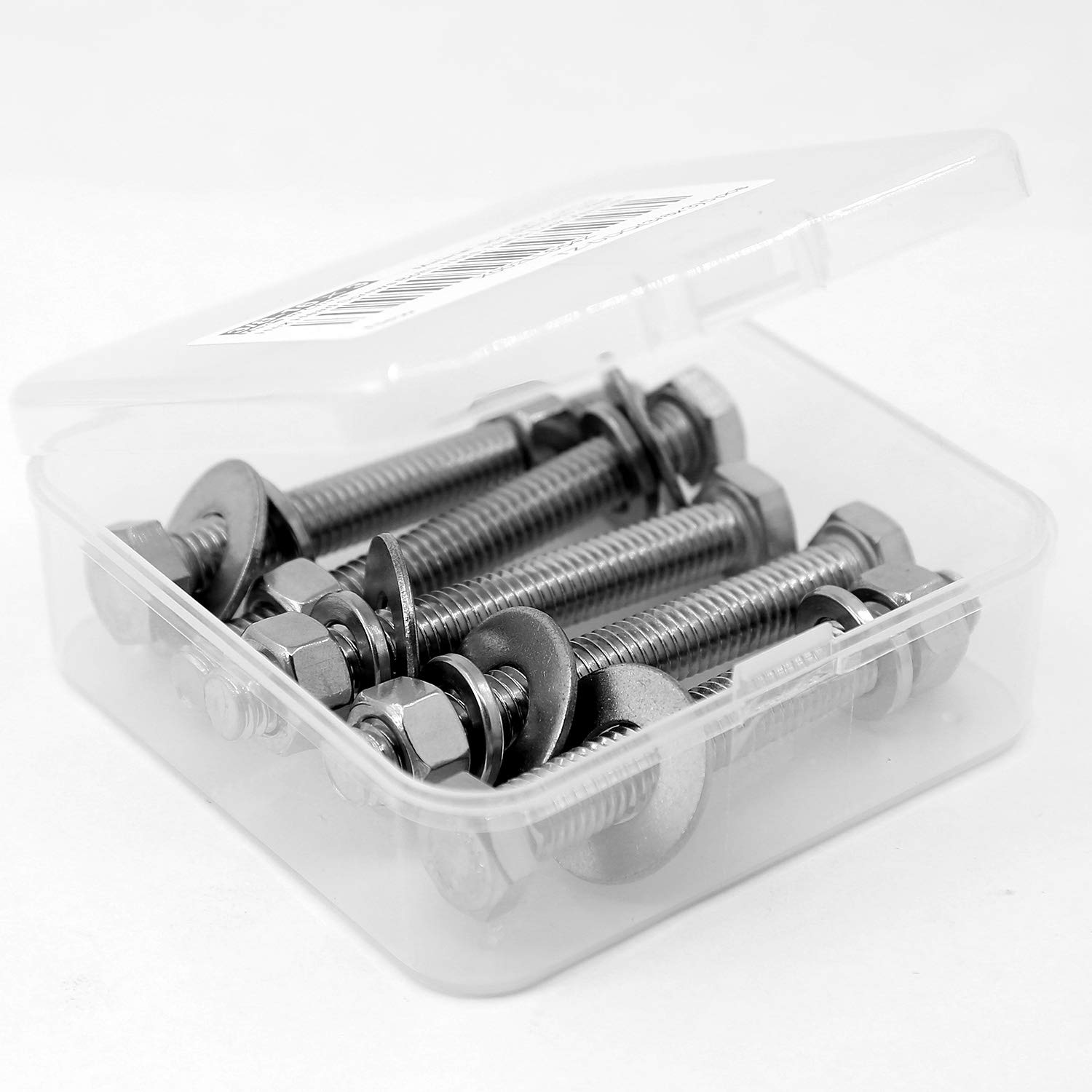 (6 Sets) 3/8-16x1-3/4" Stainless Steel Hex Head Screws Bolts, Nuts, Flat & Lock Washers Kits, 304 Stainless Steel 18-8, Fully Machine Thread, Flat Washers Diameter 1.02"