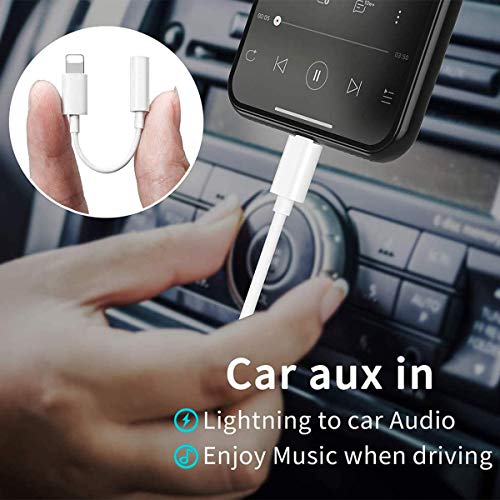 3.5 mm Headphone Jack Adapter for iPhone Lightning to Earphones Adapter Aux Cable, MFi Certified Aux Connector Accessories for iPhone 13/ 12 11/11 Pro/XR/XS Max/X/8/7