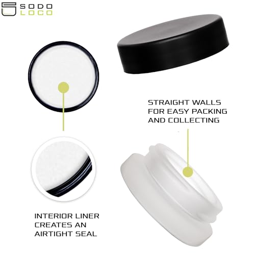 (90 Pack) 7ml Low Profile Thick Frosted Glass Jars with Black Lids - Airtight Containers for Oil, Lip Balm, Wax, Cosmetics