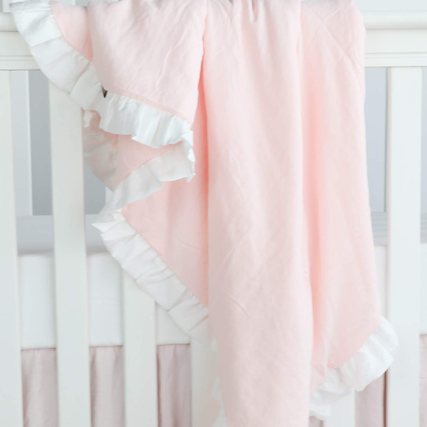 Blush Coral Pink Ruffle Crib Bedding Set Baby Girl Bedding Blanket Nursery Crib Skirt Set Baby Girl Crib Sheet (Ruffle Blanket)