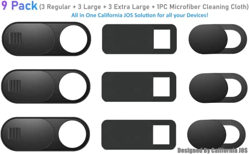 (California J.OS)9PCS (3 Oval +3 Rectangle +3 Large Oval )Webcam Cover 0.03 inch Camera Cover Slide Ultra Thin Blocker Protect Privacy Security for MacBook Air, Laptop, iPad, iMac, PC, Desktop, iPhone