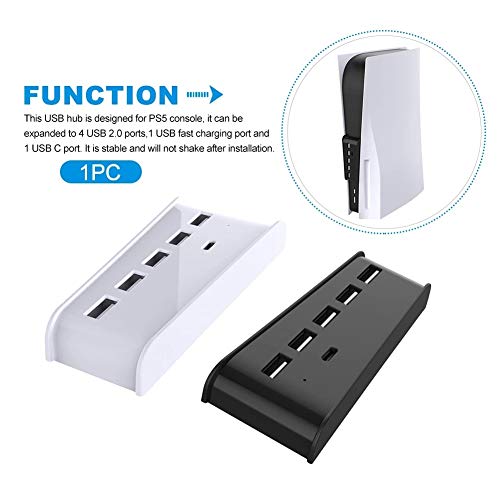 GPPZM 5 Port High-Speed Splitter Adapter Game Console USB Hub Multifunctional for PS5 Game Console Charging Stand Indicator Light (Color : Black)