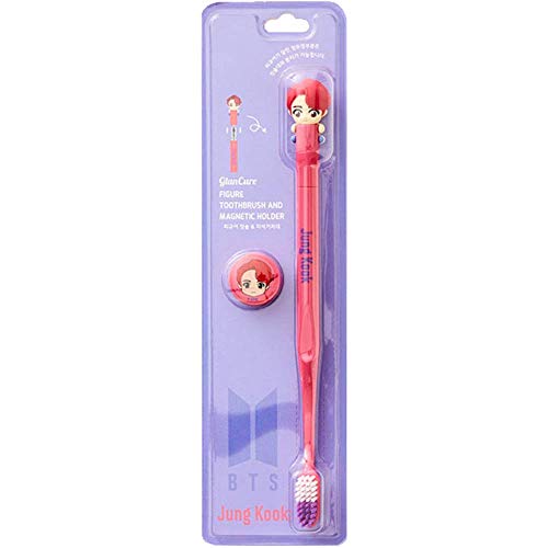 [BTS Official Merchandise] Fans Gift - K-Pop Idols Goods - BTS Character Figure Toothbrush with Convenient Magnetic Holder (Jung Kook)