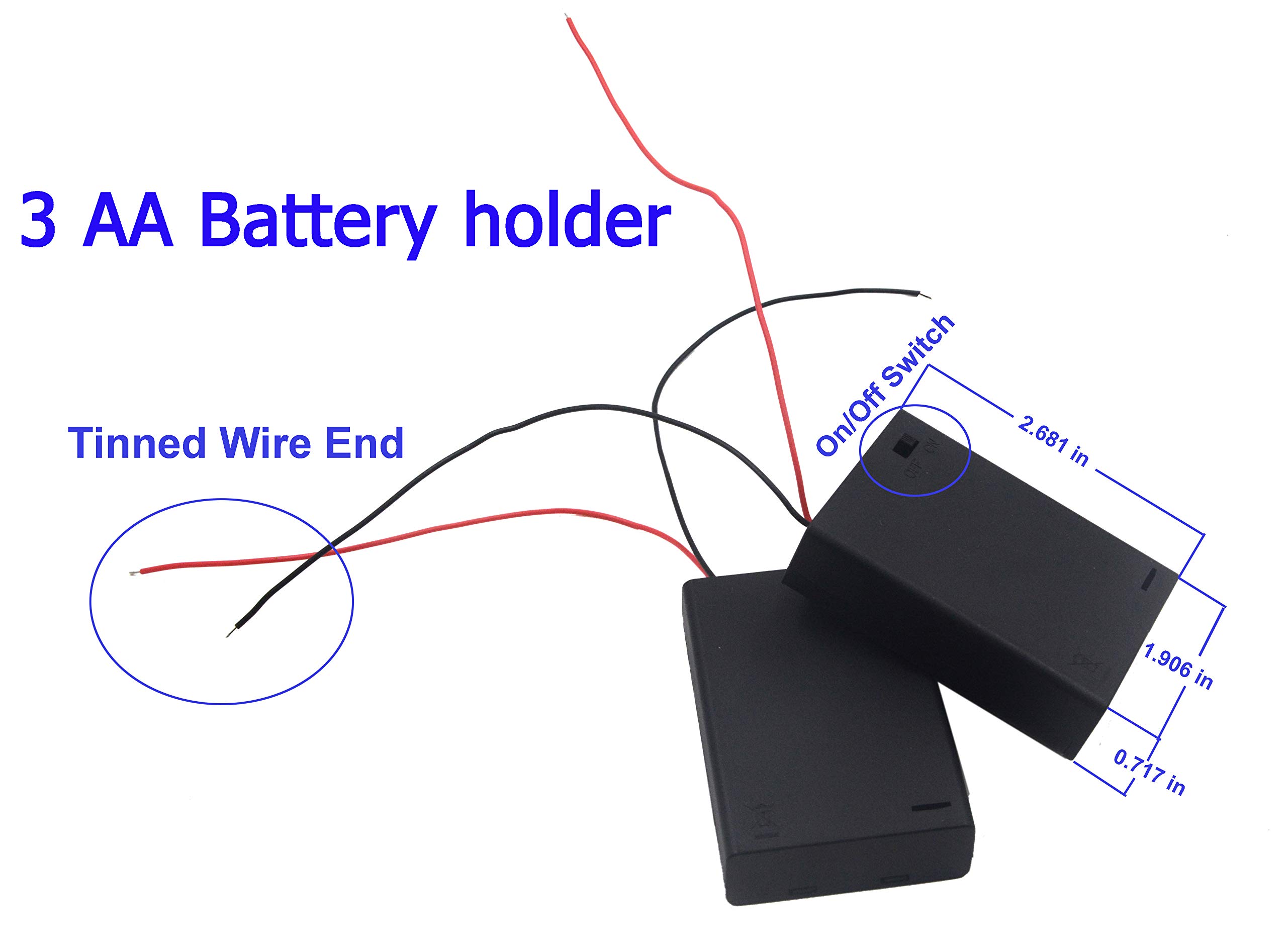 (Pack of 8)AA Battery Holder with Switch and Cover: 2PC Single AA Battery Holder with Cover, 2PC 2 AA Battery Holder with Switch, 2PC 3 AA Battery Holder, 2PC 4 AA Battery Holder with Leads and Wires