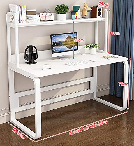 47inch Computer Desk with Hutch and Bookshelf,Modern Writing Table Gaming Desk with Space Saving Design,Large Home Office Workstationwith Desk
