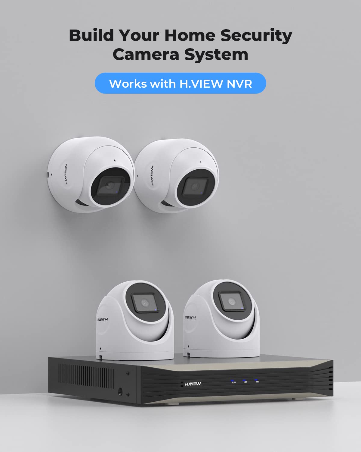 (Hikvision Compatible) H.VIEW 5MP Outdoor POE Camera Dome Turret IP Security Camera, 100ft IR Night Vision, 2.8mm Fixed lens, H.265+ IP PoE Outdoor Camera, RTSP,RTMP WDR,Support SD Card