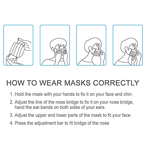 50 Pcs Disposable Face Cover 3-Ply Filter Non Medical Breathable Earloop Masks For Kid (Black Kid)