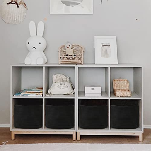 CASAVIDA Woven Baskets for Storage Set of 3, Cotton Rope Basket Storage Baskets for Organizing with Handles, Closet Soft Storage Baskets for Shelf Nursery Baby Laundry Bedroom Living Room