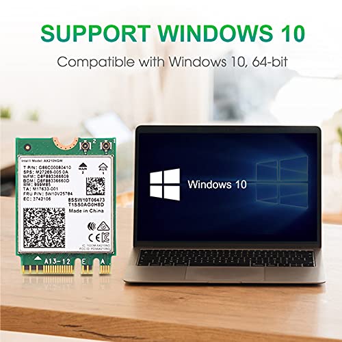 TelDaykemei 5473Mbps WiFi 6E 802.11ac/ax Intel AX210 Bluetooth 5.3 M.2 2230 Key E Network Card 2.4G/5Ghz/6Ghz Wireless Internal Adapter AX210NGW